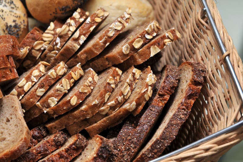 Basket of bread stock photo. Image of wicker, loaf, bread - 45210