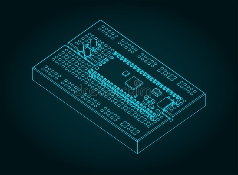 Breadboard and Microcontroller Stock Vector - Illustration of ...