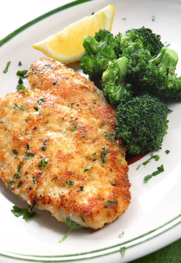 Breaded Chicken stock photo. Image of schnitzel, broccoli - 9451844