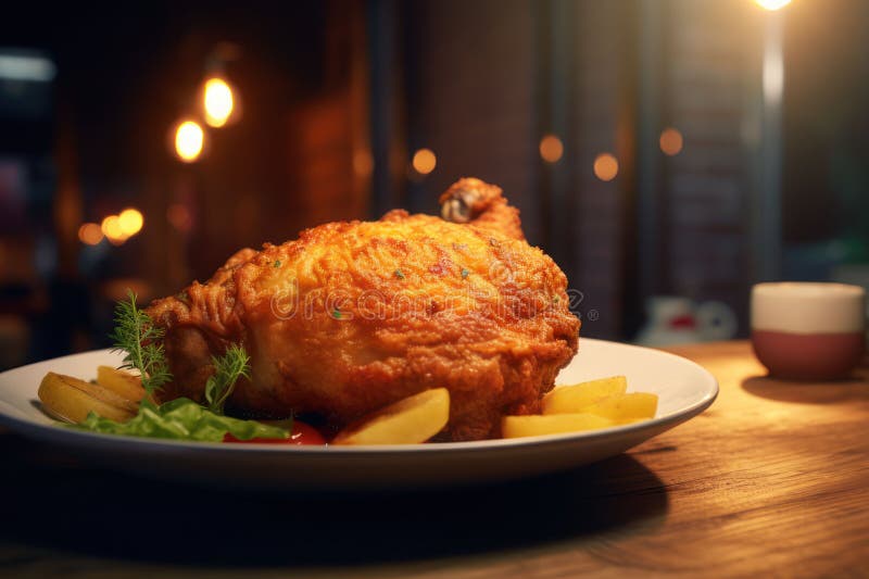 Breaded Chicken in a Cafe. AI Generative Stock Illustration ...