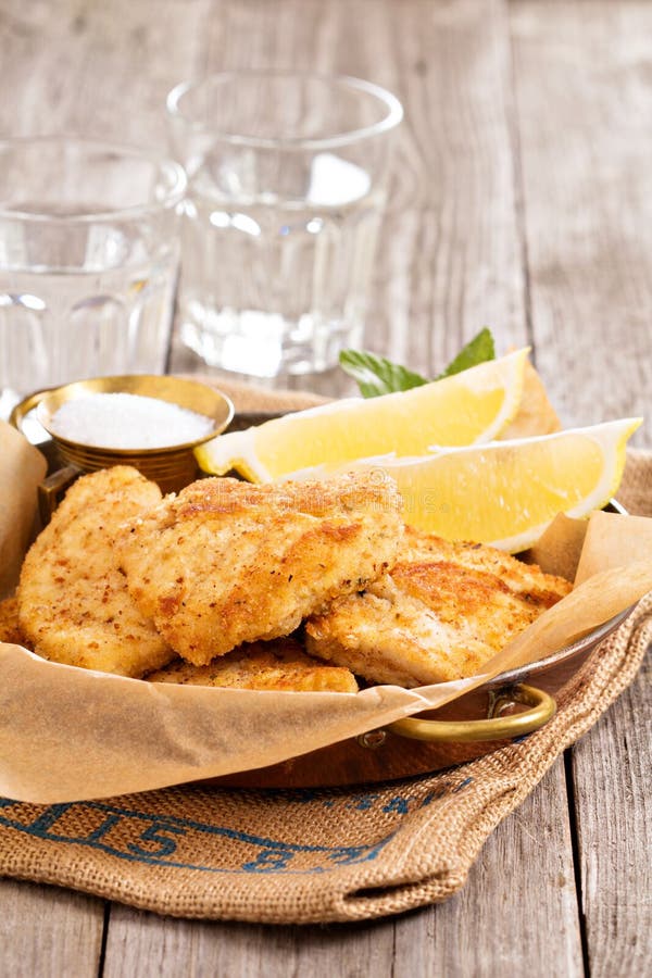 Breaded chicken fillet stock image. Image of meat, lunch - 35255363