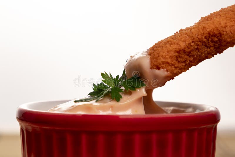 Breaded Chicken with Rose and Lemon Sauce Stock Photo - Image of ...