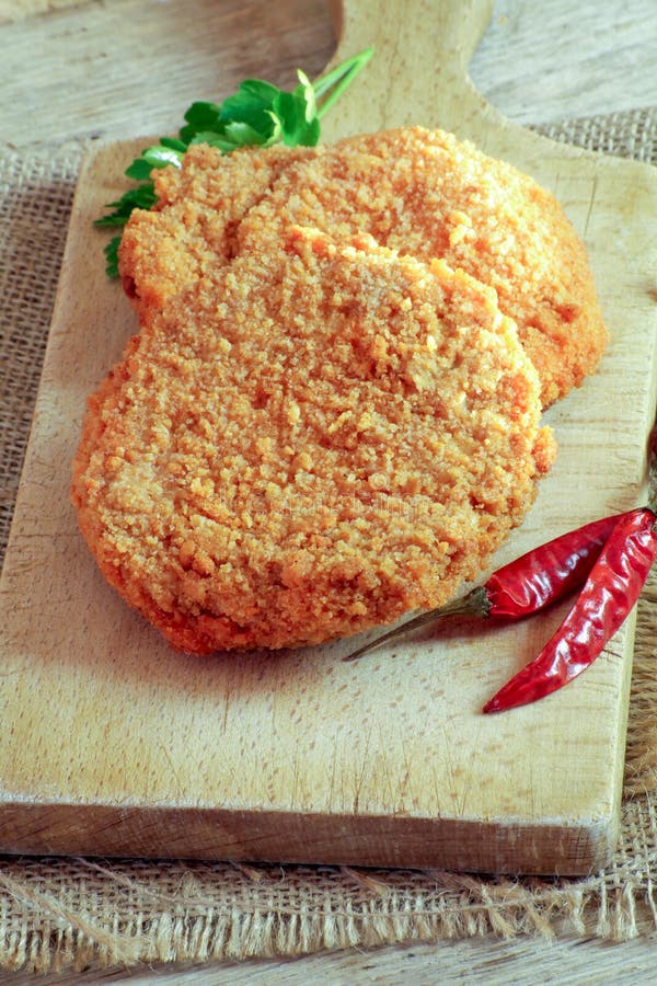 Breaded Escalope on a Table Stock Image - Image of escalope, meat ...