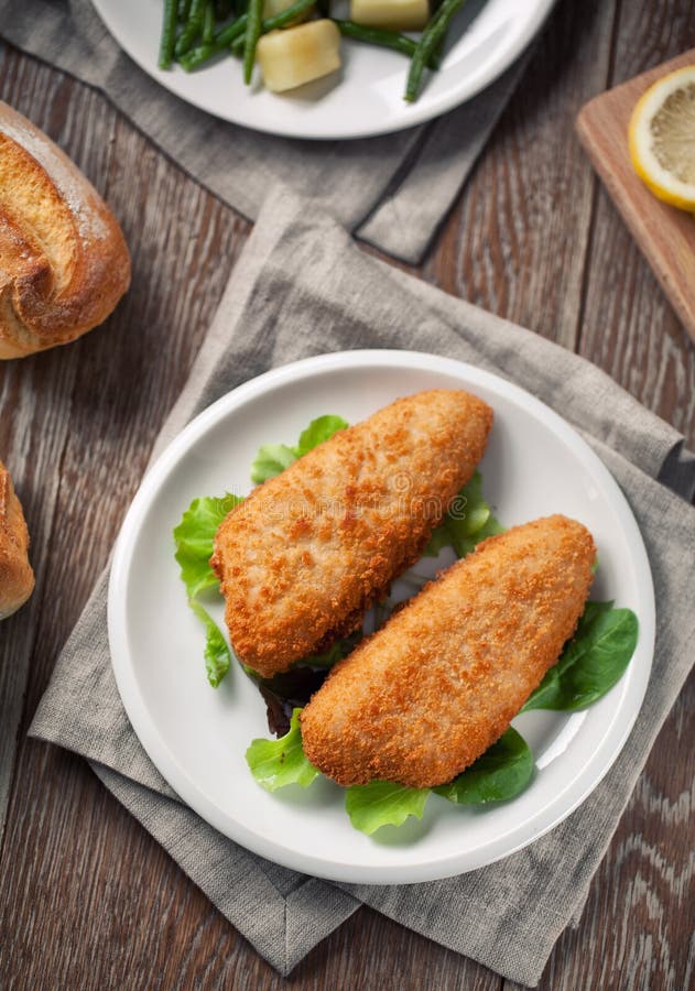 Breaded Fish Fillet with Salad. High Quality Photo. Stock Photo - Image ...