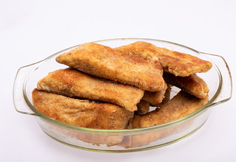 Breaded Fish Fillets in a Glass, Heat-resistant Dish. Stock Photo ...