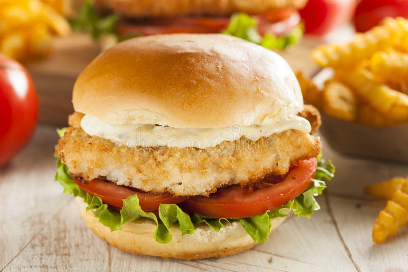 Breaded Fish Sandwich with Tartar Sauce Stock Photo - Image of seafood ...