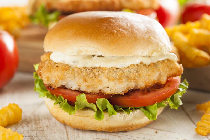 Breaded Fish Sandwich with Tartar Sauce Stock Image - Image of gourmet ...
