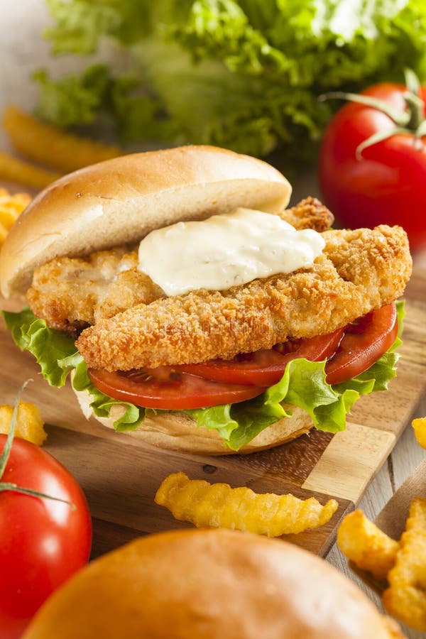 Breaded Fish Sandwich with Tartar Sauce Stock Image - Image of sandwich ...
