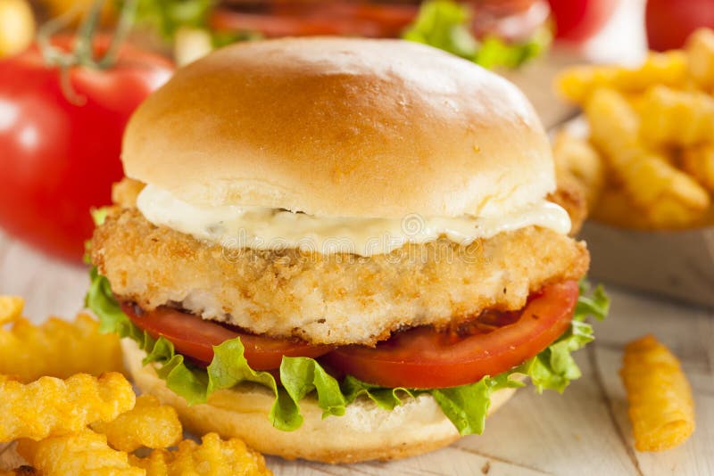 Breaded Fish Sandwich with Tartar Sauce Stock Photo - Image of tartar ...
