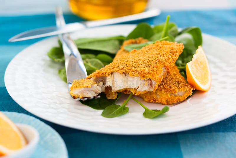 Breaded fish steak stock image. Image of chop, taste - 11783499