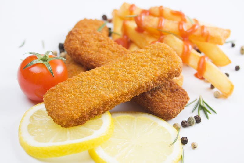 Breaded fish sticks stock photo. Image of cherry, fried - 18754182