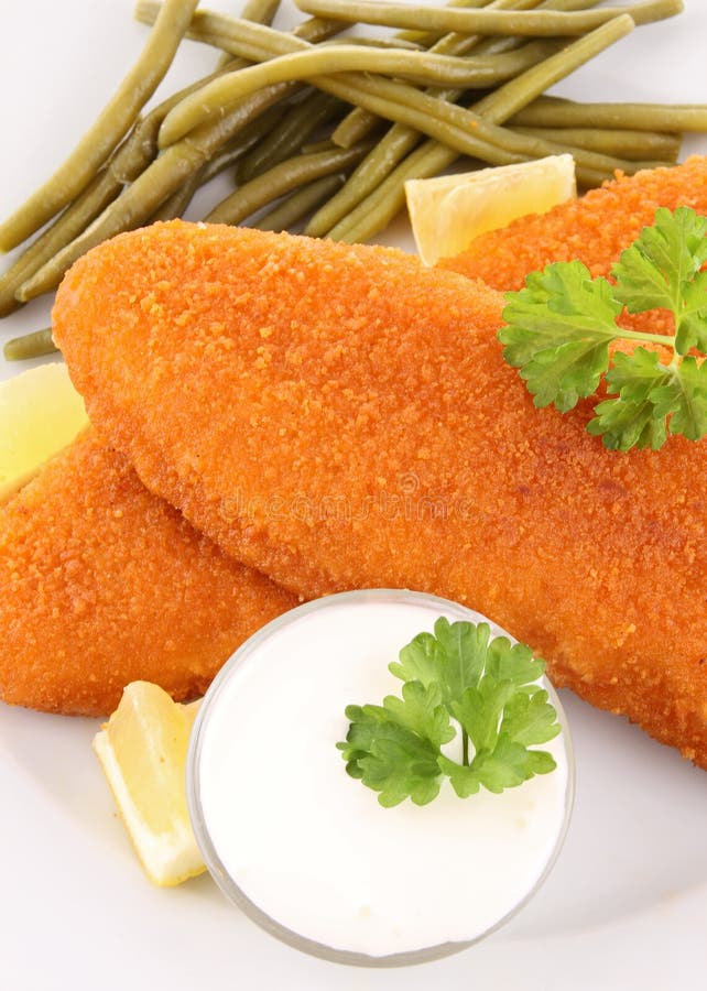 Breaded Fish and Vegetables Stock Image - Image of healthy, food: 23009333