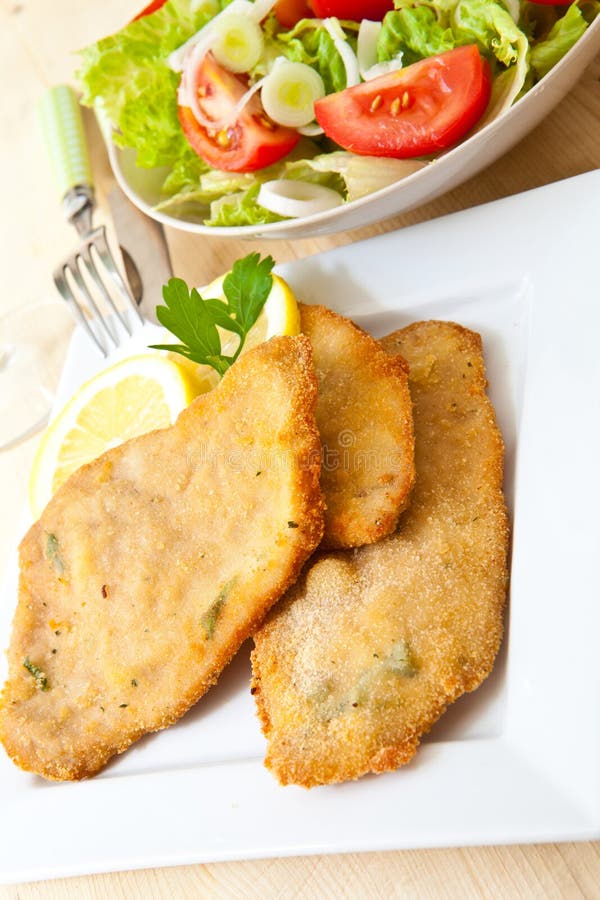 Breaded meat stock photo. Image of butcher, fillet, salad - 19297816