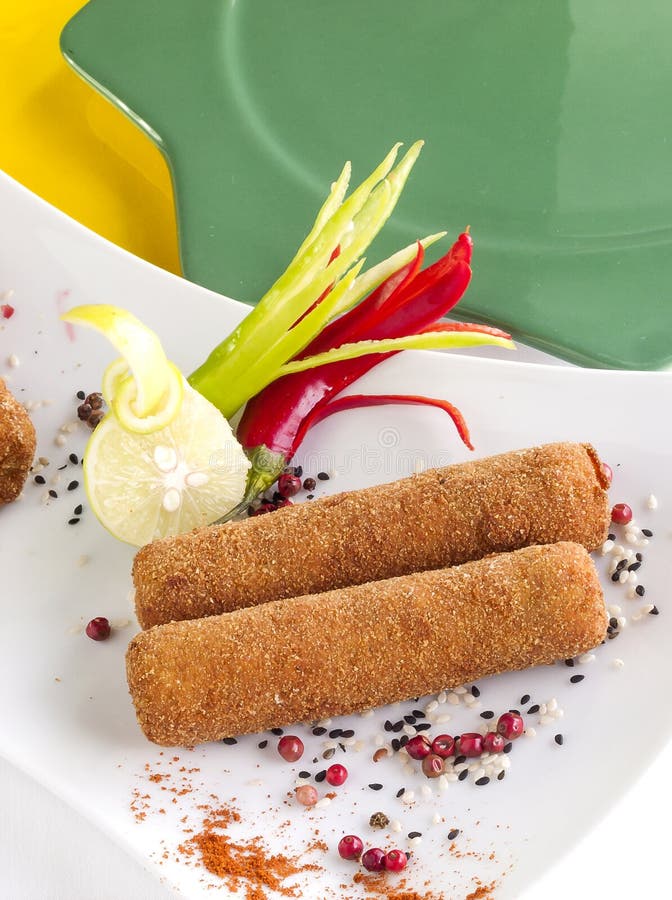 Breaded spring rolls stock photo. Image of food, bread - 89578006