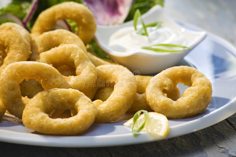 Breaded Squid Rings Closeup Stock Photo - Image of squid, breaded ...