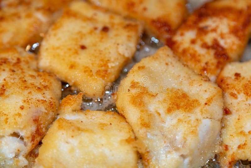 Cod Fillets are Fried in Bread Crumbs Stock Photo - Image of crust ...