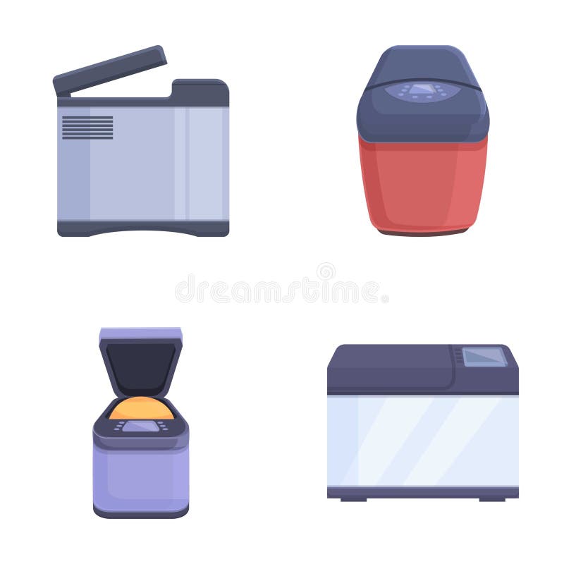 Breadmaker Icons Set Cartoon Vector. Various Kitchen Bread Maker ...