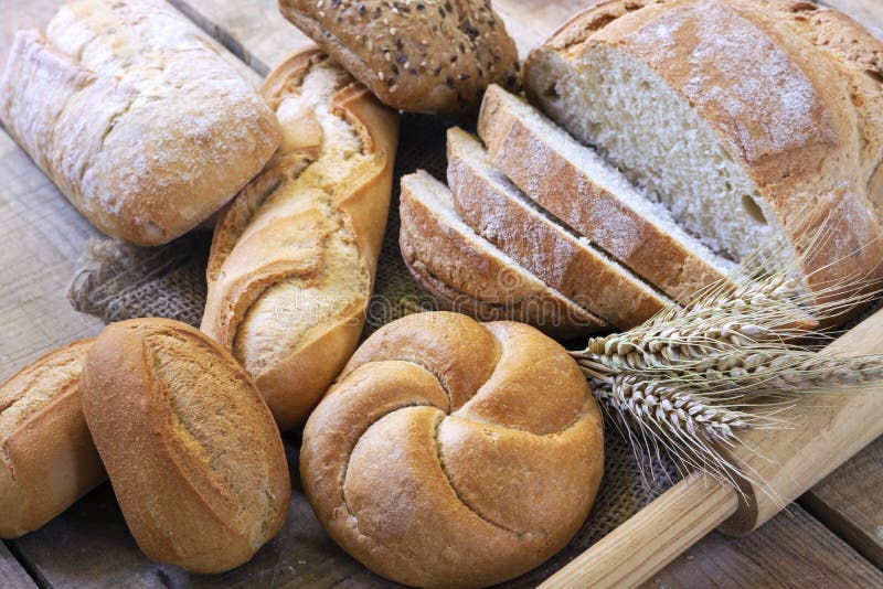 Collage - baked bread stock photo. Image of breakfast - 18496350