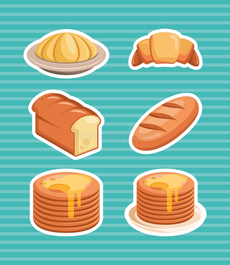 Breads Flat Bakery Elements Illustration Stock Illustration ...