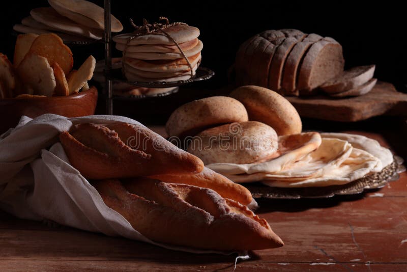 Breads on a table stock photo. Image of flour, decorated - 11861082