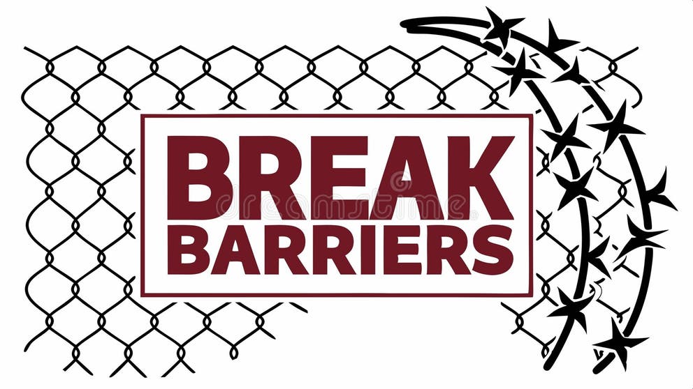 Break Barriers Text with Barbed Wire, Overcoming Obstacles Vector ...