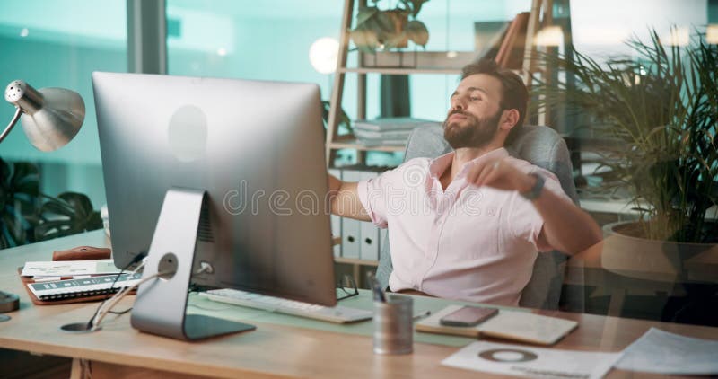 Break Computer And Web Development With Man Coding Software In Office For Launch Or Testing