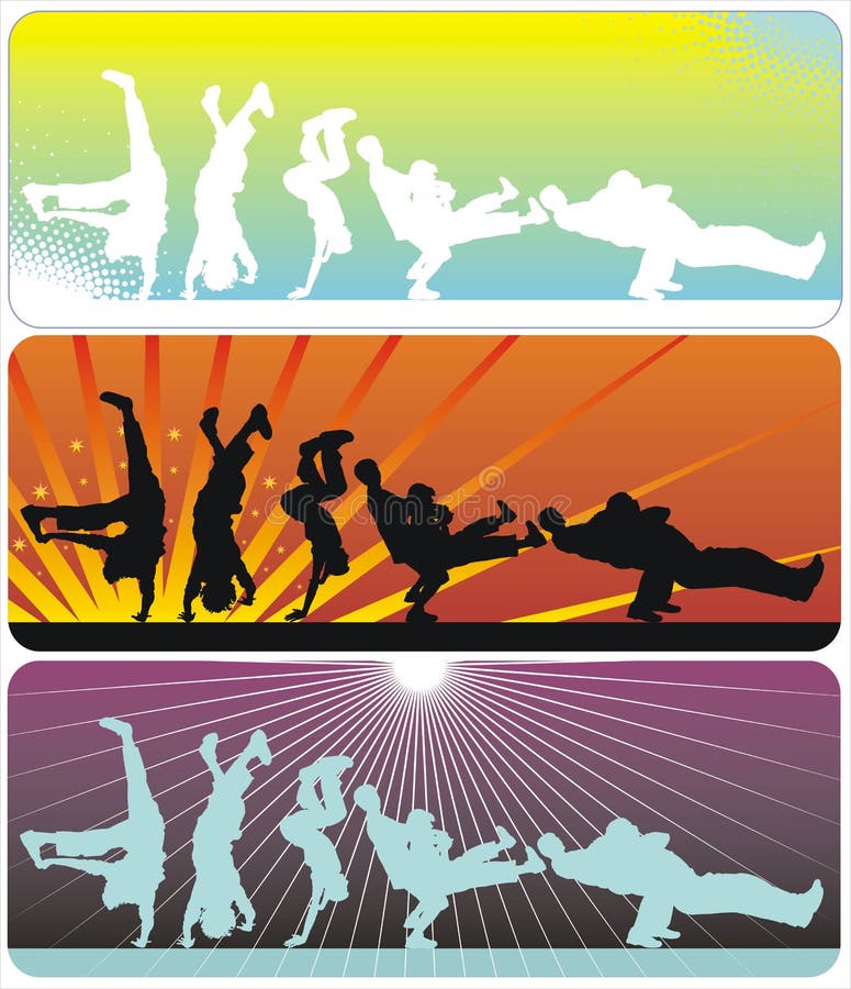 Break Dance silhouettes stock vector. Illustration of acrobatic - 35775081