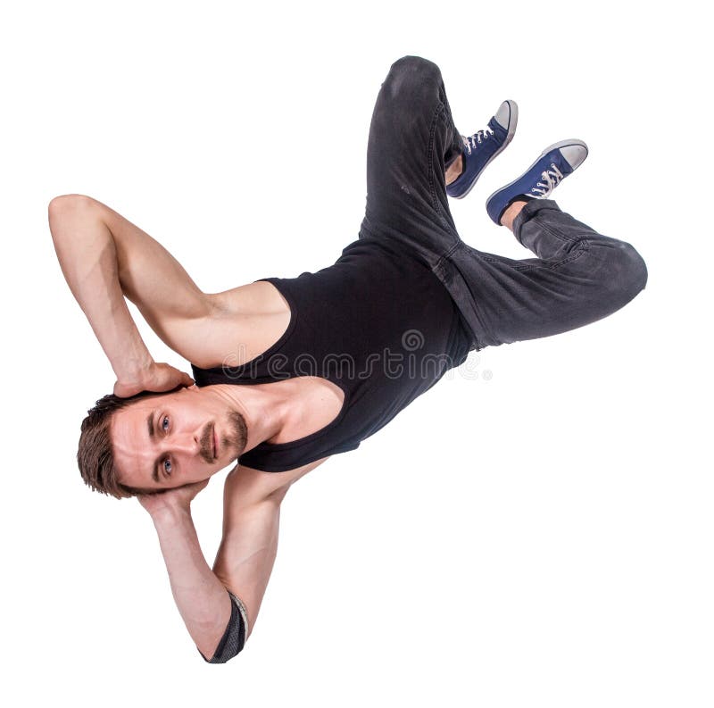 Break Dancer Doing One Handed Handstand Against a Stock Image - Image ...