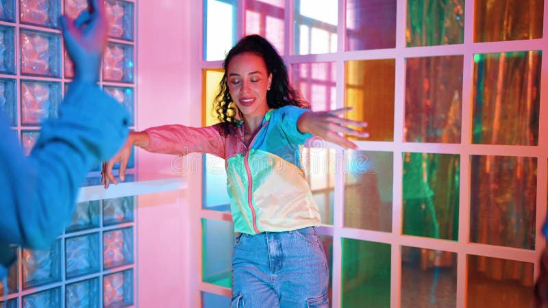 Break Dancer Perform Break Dance while Friend Support Performance ...