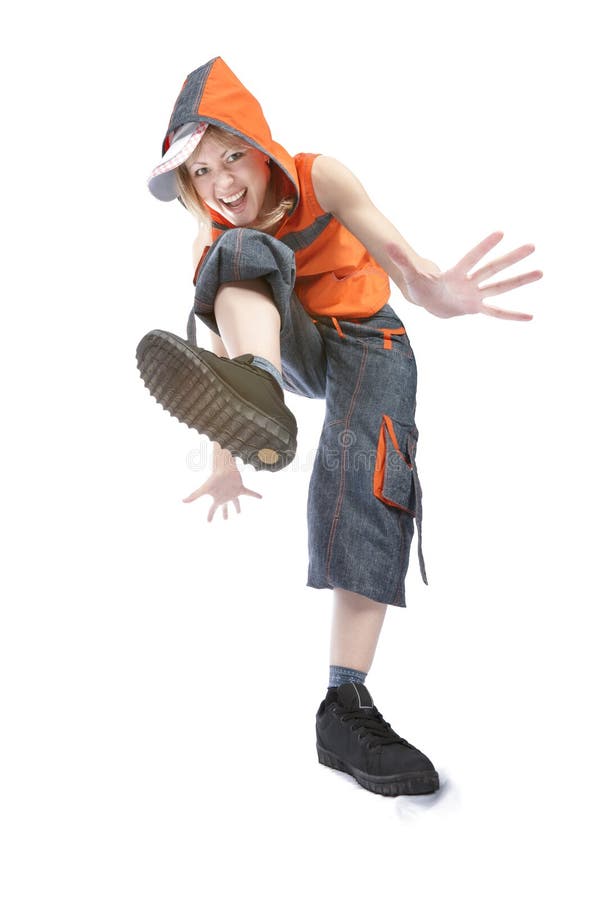 Break Dancing Girl stock photo. Image of flexible, costume - 9696988