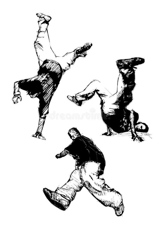 Break dancing trio stock vector. Illustration of teenager - 16610560