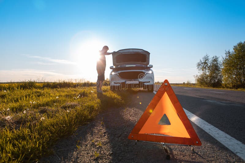 Break Down Car at Road Side Problems in Vacation Stock Image - Image of ...