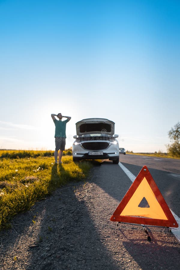Break Down Car at Road Side Problems in Vacation Stock Photo - Image of ...