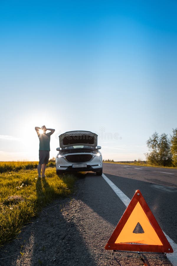 Break Down Car at Road Side Problems in Vacation Stock Image - Image of ...