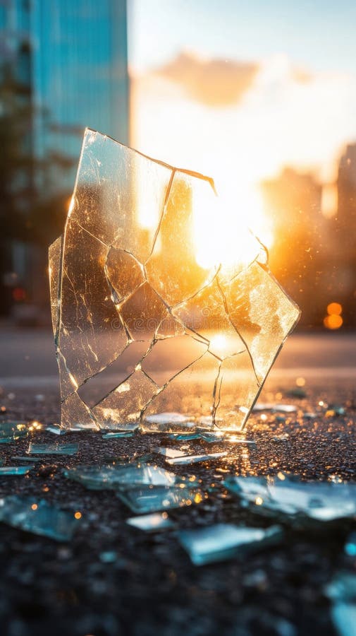 Break the Glass Ceiling Day Abstract Urban Broken Glass with Sunlight ...