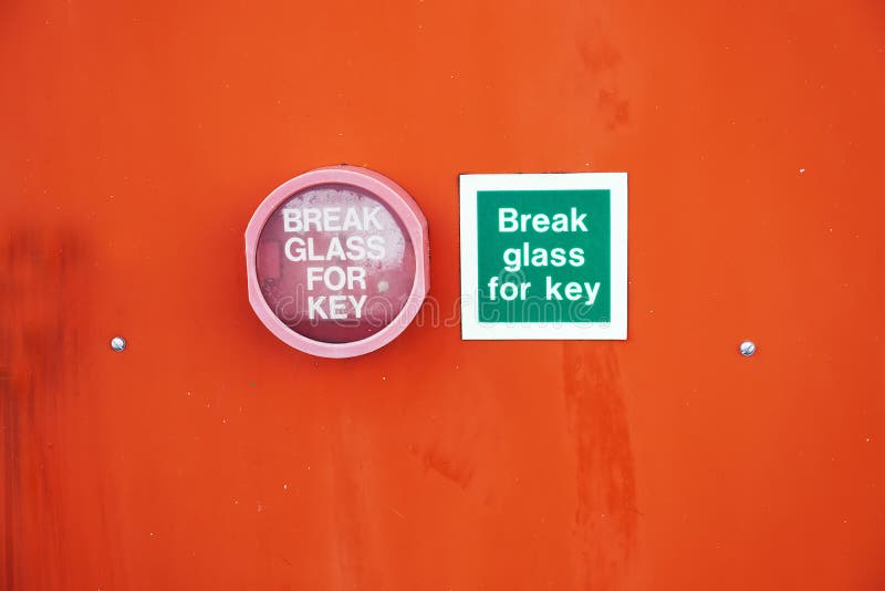 Break Glass Emergency Red Sign Container White Background Stock Photo ...