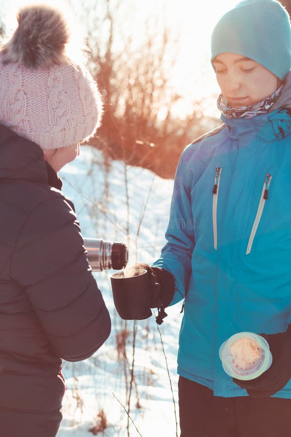 Break for Hot Drink Outdoors Stock Image - Image of backlit, enjoyment ...