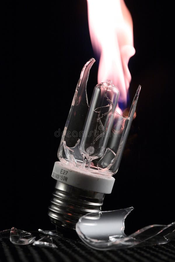 A break lamp with fire stock photo. Image of glass, 150w - 8908954