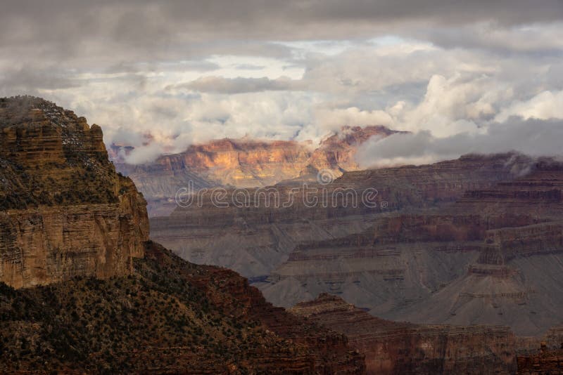 Break in the Rain Drops Clouds into the Grand Canyon Stock Photo ...