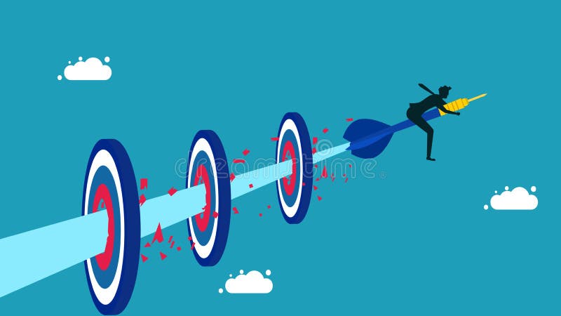 Break the Record from the Original Goal. Businessman Flying Past His ...