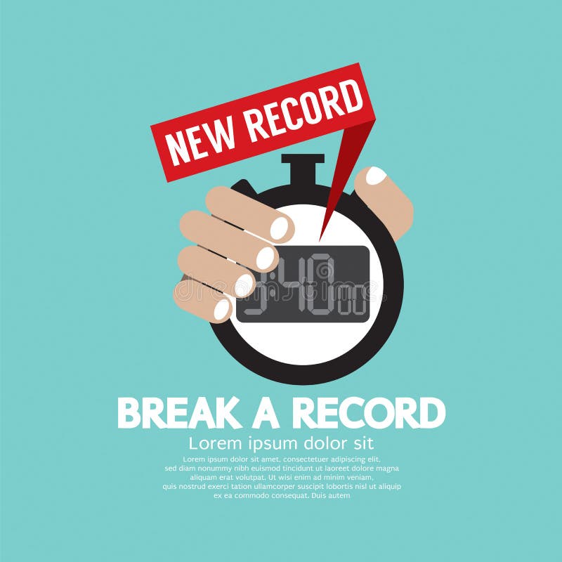 Break a Record Showing New Time Record on Stopwatch. Stock Vector ...
