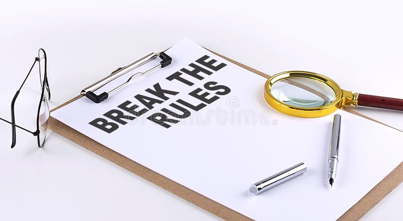 Break Rules Text Clipboard White Background Business Concept Stock ...