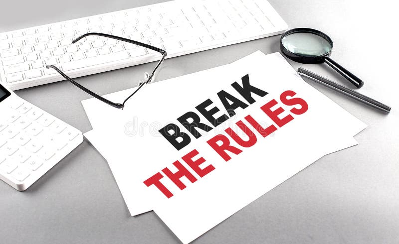 Break Rules Text Paper Keyboard Calculator Grey Background Stock Photos ...