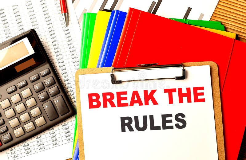 BREAK the RULES Text Written on Paper Clipboard with Chart and ...