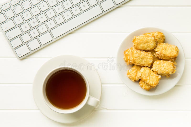Break for Tea and Almond Biscuits at the Office. Stock Image - Image of ...