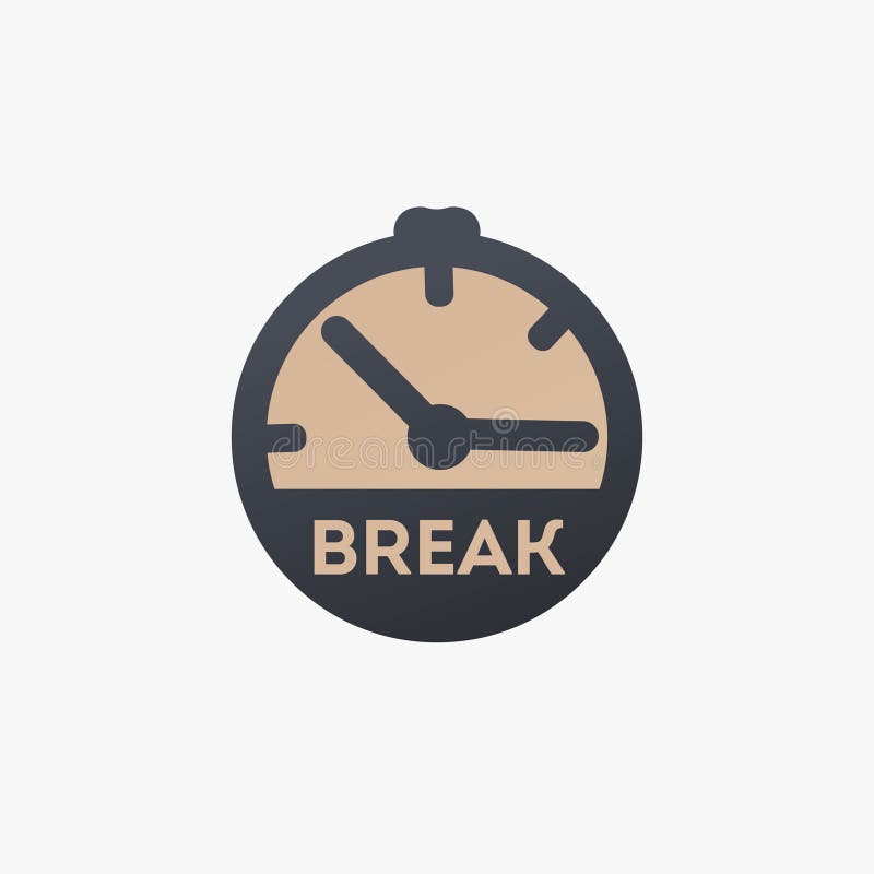 Break Time Clock Icon, Rest Time, Working Hours. Stock Vector ...