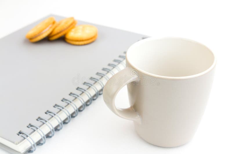 Break Time and Coffee Cup Isolated on White Stock Photo - Image of ...