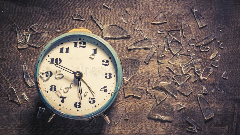 Break Time Concept with Looped Clock and Broken Glass Stock Video ...