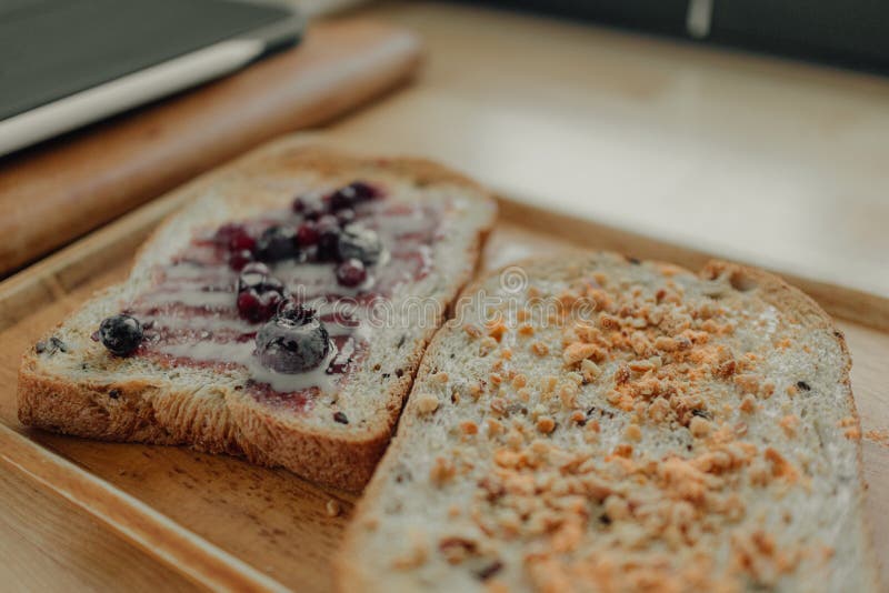 Break Time Meal Sandwich on Office Desk. Stock Photo - Image of ...