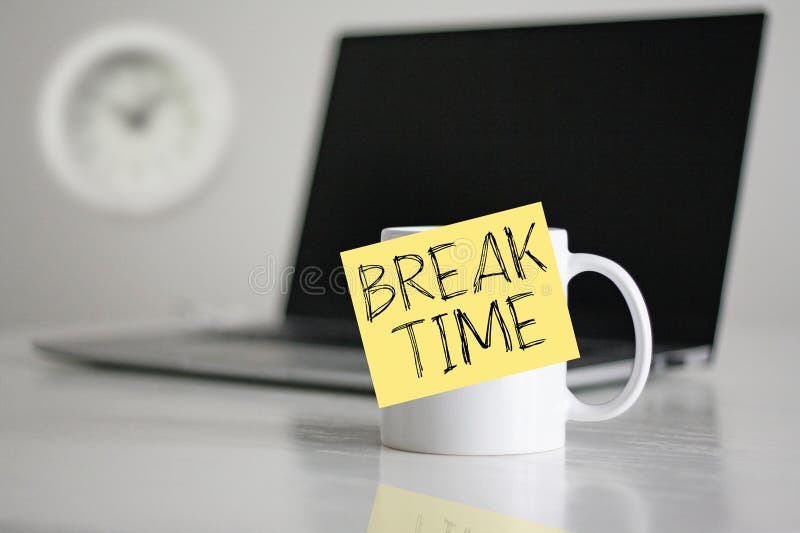 Break Time is Shown Using the Text and Photo of Clock Stock ...